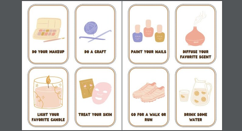 Self Care Cards, Selfcare Cards, Self Care Flashcards, Self Care Ideas ...