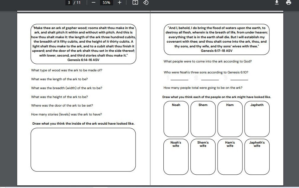 Noah and the Ark, Bible Worksheets, Noah Printable, Kids Bible Study ...