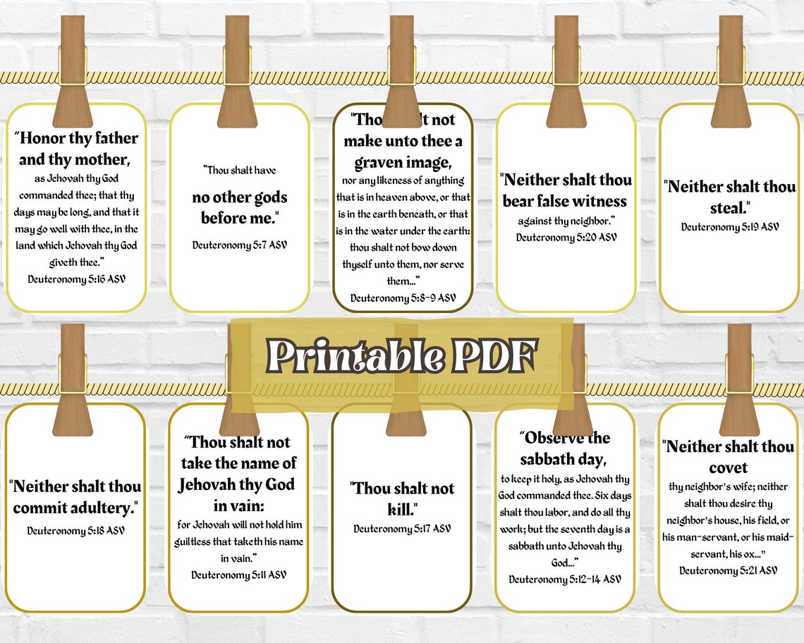 10 Commandments, Kids Bible Printable, Sunday School, Bible Learning ...