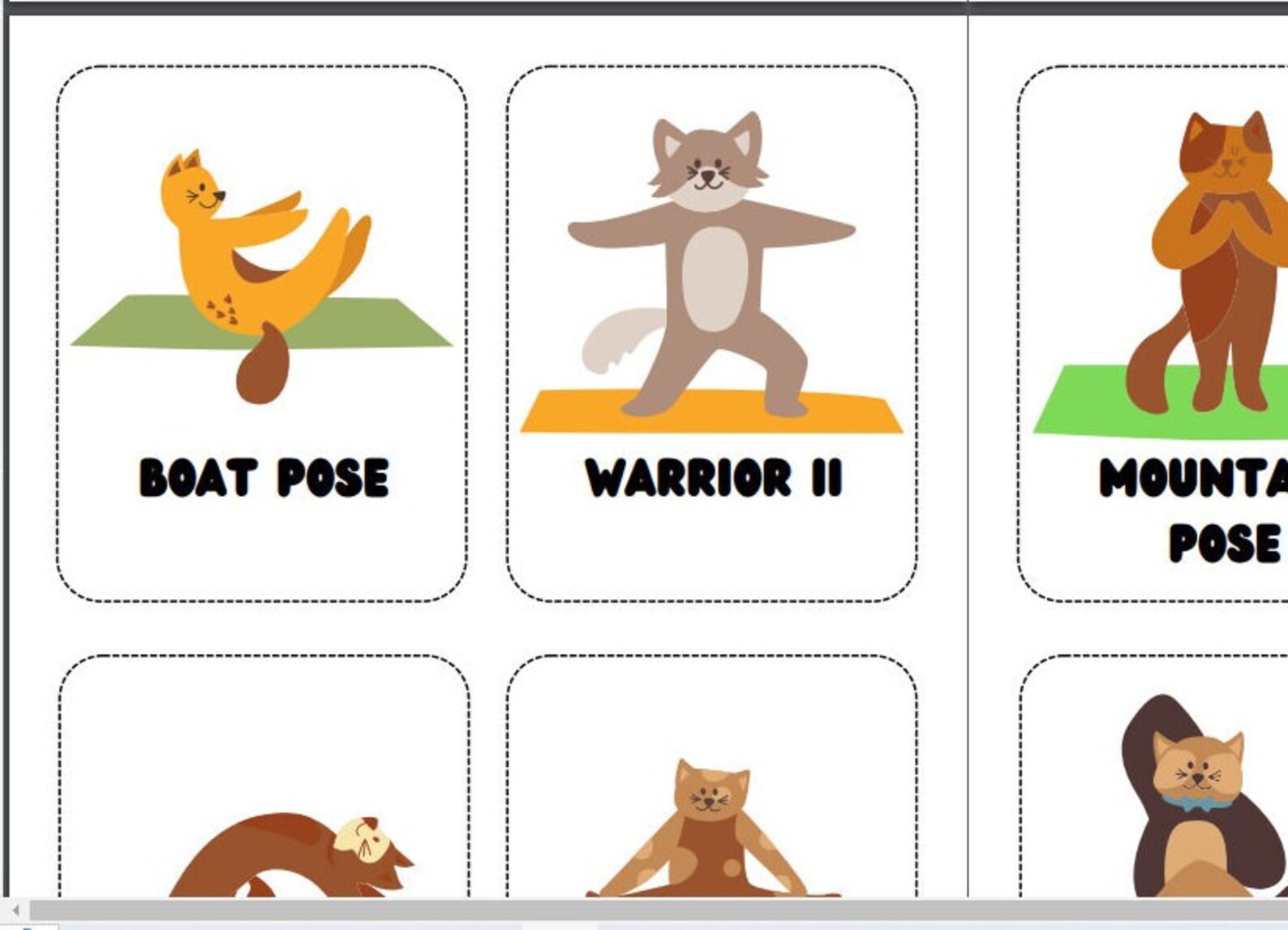 Kids Animal Yoga Poses Cards, Yoga for Kids, Kids Mindfulness, Calming ...