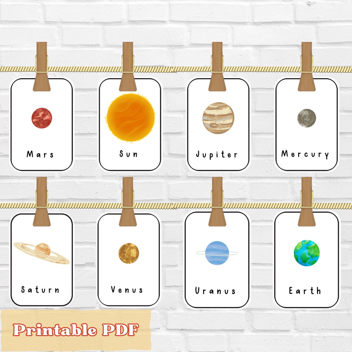 Solar System, Planets Cards, Printable Flashcards, Planets Printable ...