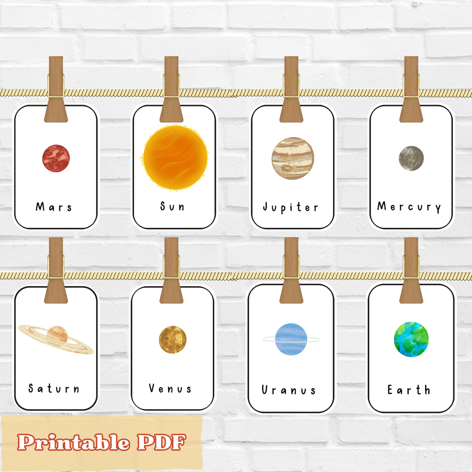 Solar System, Planets Cards, Printable Flashcards, Planets Printable ...