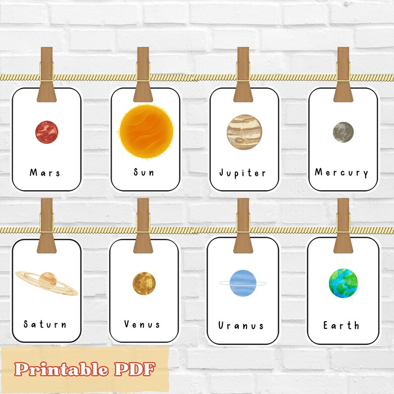 Solar System, Planets Cards, Printable Flashcards, Planets Printable ...