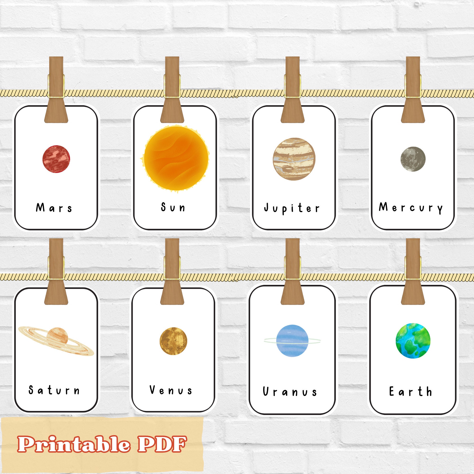 Solar System, Planets Cards, Printable Flashcards, Planets Printable ...