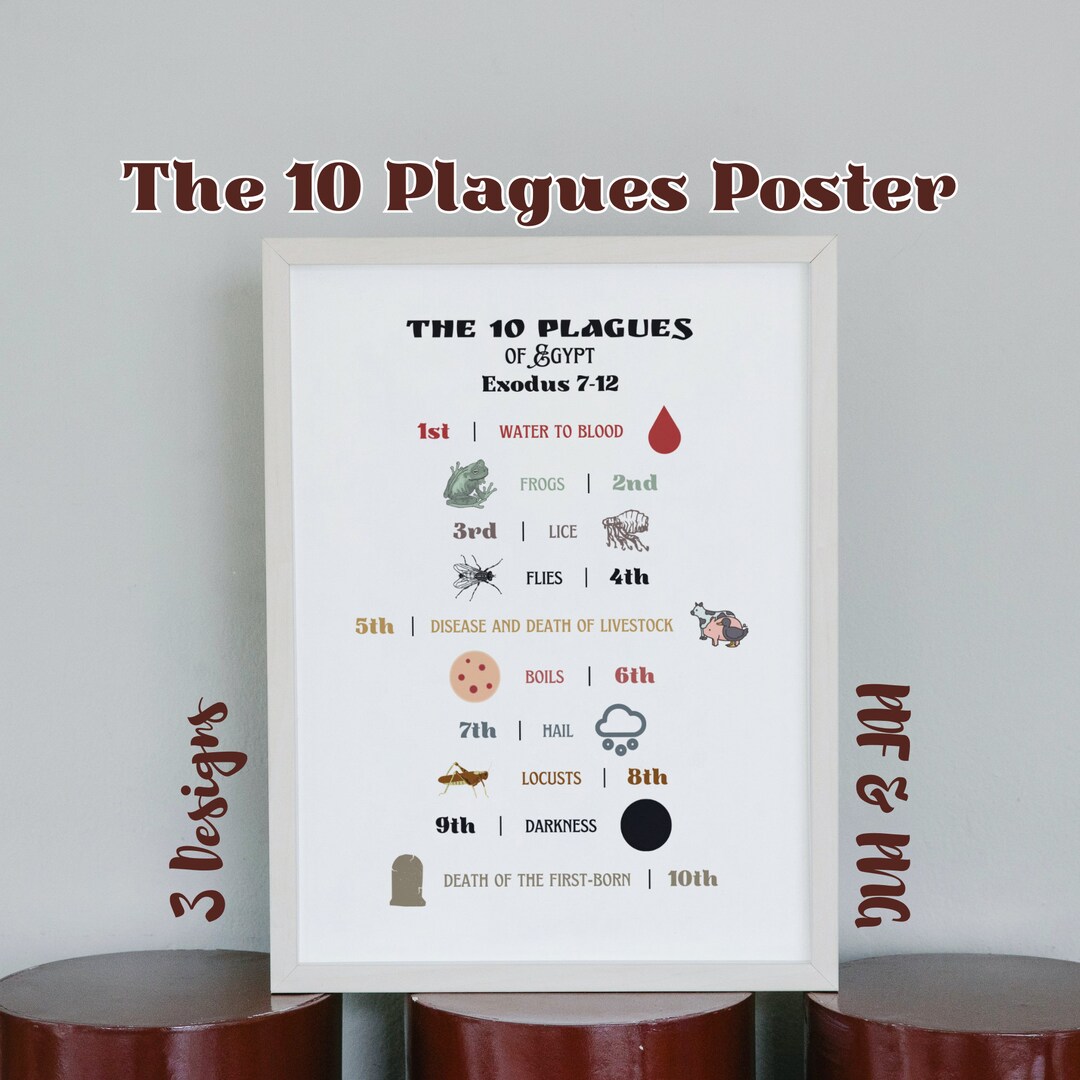Plagues of Egypt, Moses Ten Plagues, Moses Plagues, Bible Poster, Old ...
