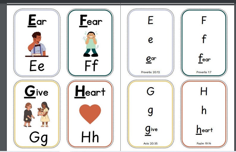 Bible Alphabet, Kids Bible Cards, Alphabet Flashcards, ABC Bible Verses ...