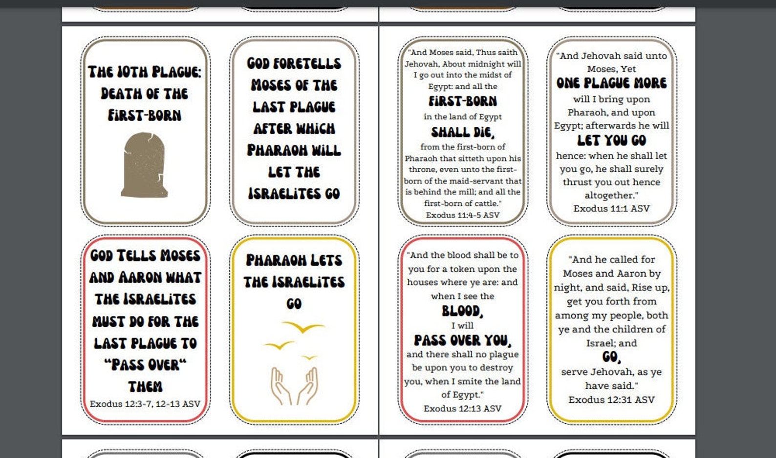 10 Plagues, Ten Plagues Bible, Ten Plagues of Egypt, Bible Flash Cards ...