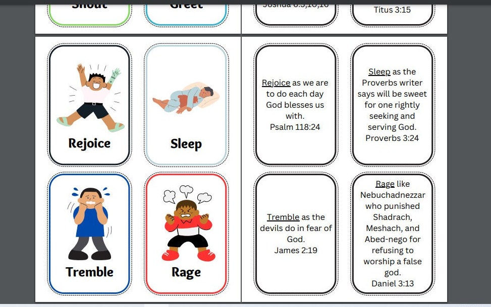 Bible Flashcards, Movement Cards, Kids Bible Activity, Bible Cards for ...