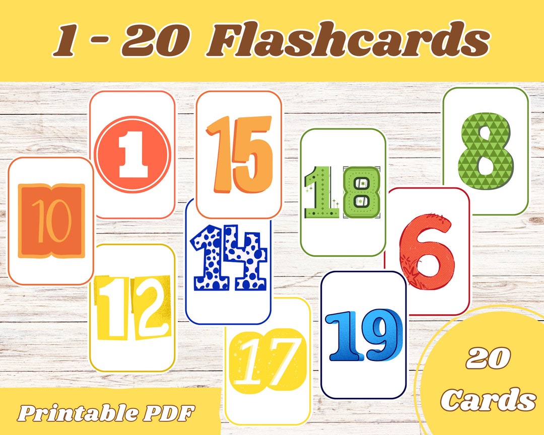 Numbers 1 to 20 Numbers Flashcards Printable Flashcards - Etsy