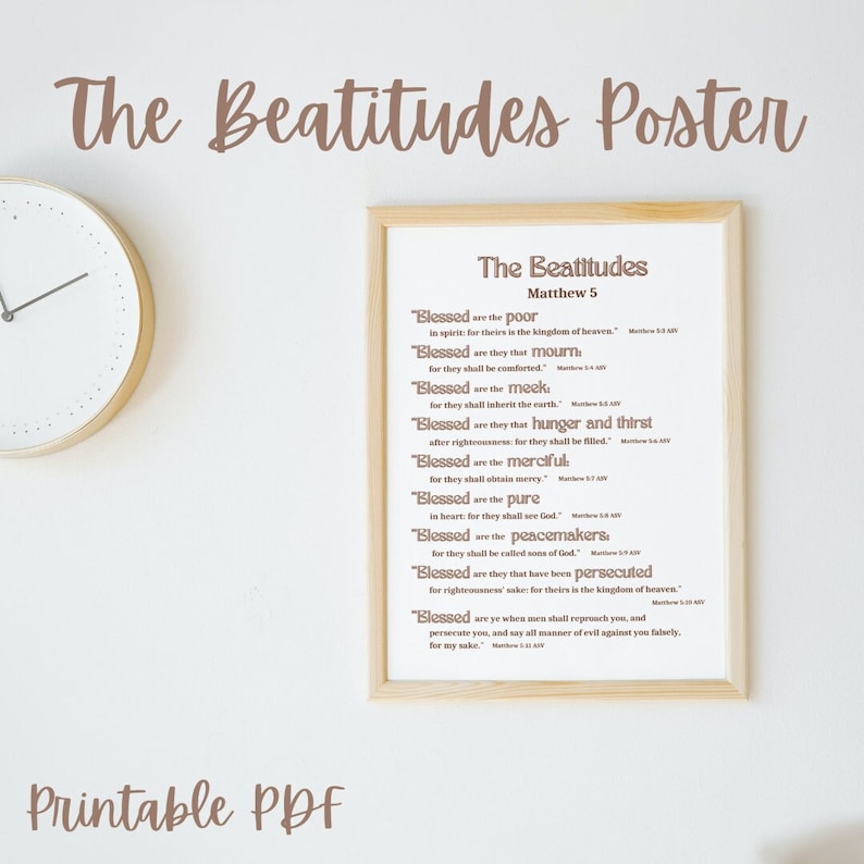 The Beatitudes, Beatitudes Poster, Beatitudes Printable, Matthew 5 ...