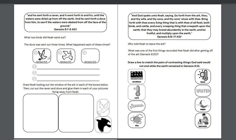 Noah and the Ark, Bible Worksheets, Noah Printable, Kids Bible Study ...