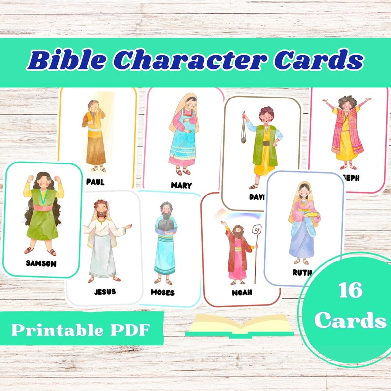 Bible Characters, Kids Bible Cards, Bible Flash Cards, Kids Bible Study ...