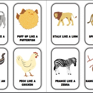 Kids Movement Cards, Animal Flash Cards, Animal Flashcards, Kids ...