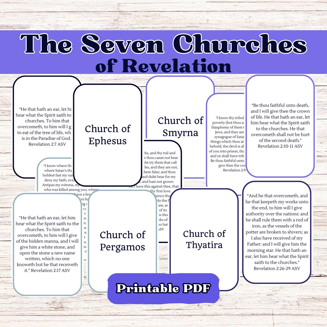 Seven Churches, Revelation, Bible Flash Cards, Bible Verse Cards, Kids ...