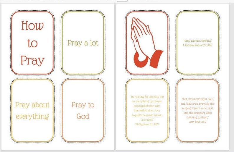 How to Pray, Kids Prayer Cards, Childrens Prayer, Bible Flashcards ...