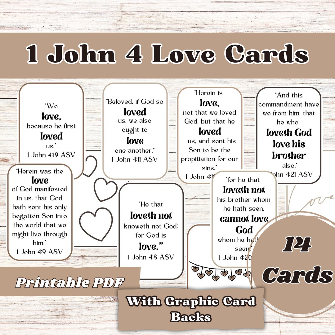 1 John, Bible Flash Cards, Bible Verse Cards, Kids Bible Printable ...