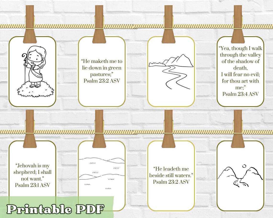 Psalm 23, Psalm 23 Printable, Psalms 23, Bible Cards for Kids, Kids ...