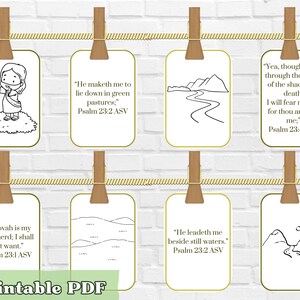 Psalm 23, Psalm 23 Printable, Psalms 23, Bible Cards for Kids, Kids ...