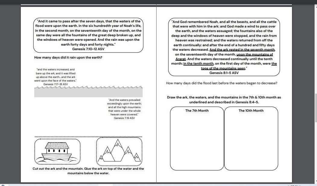 Noah and the Ark, Bible Worksheets, Noah Printable, Kids Bible Study ...