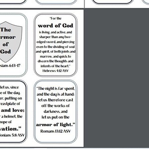 Armor of God, God’s Armor, Ephesians 6, Kids Bible Cards, Bible Verse ...