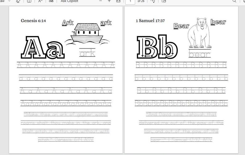 Bible Alphabet, Alphabet Tracing, ABC Tracing, Alphabet Trace, ABC ...