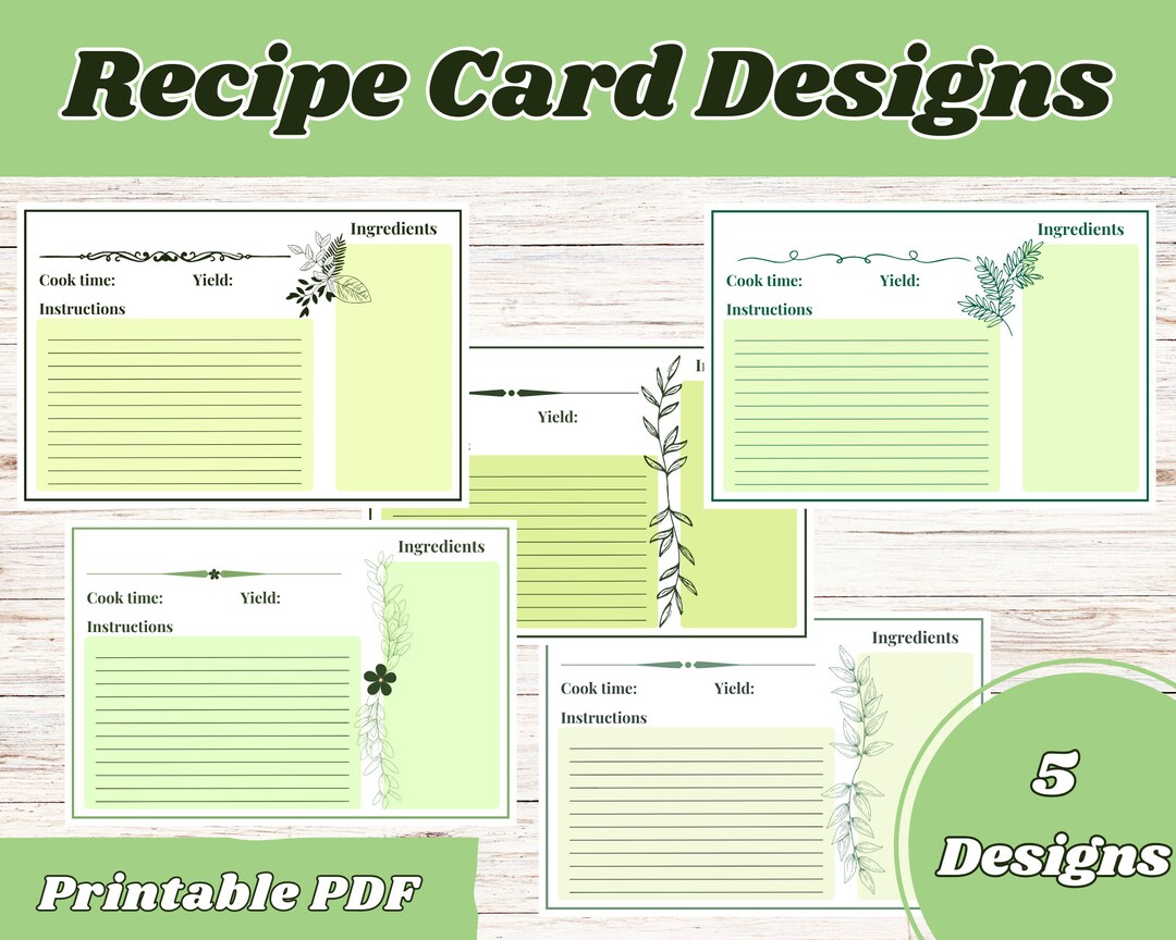 Rezeptkarten Rezeptkarte PDF Rezept zum Ausdrucken - Etsy.de