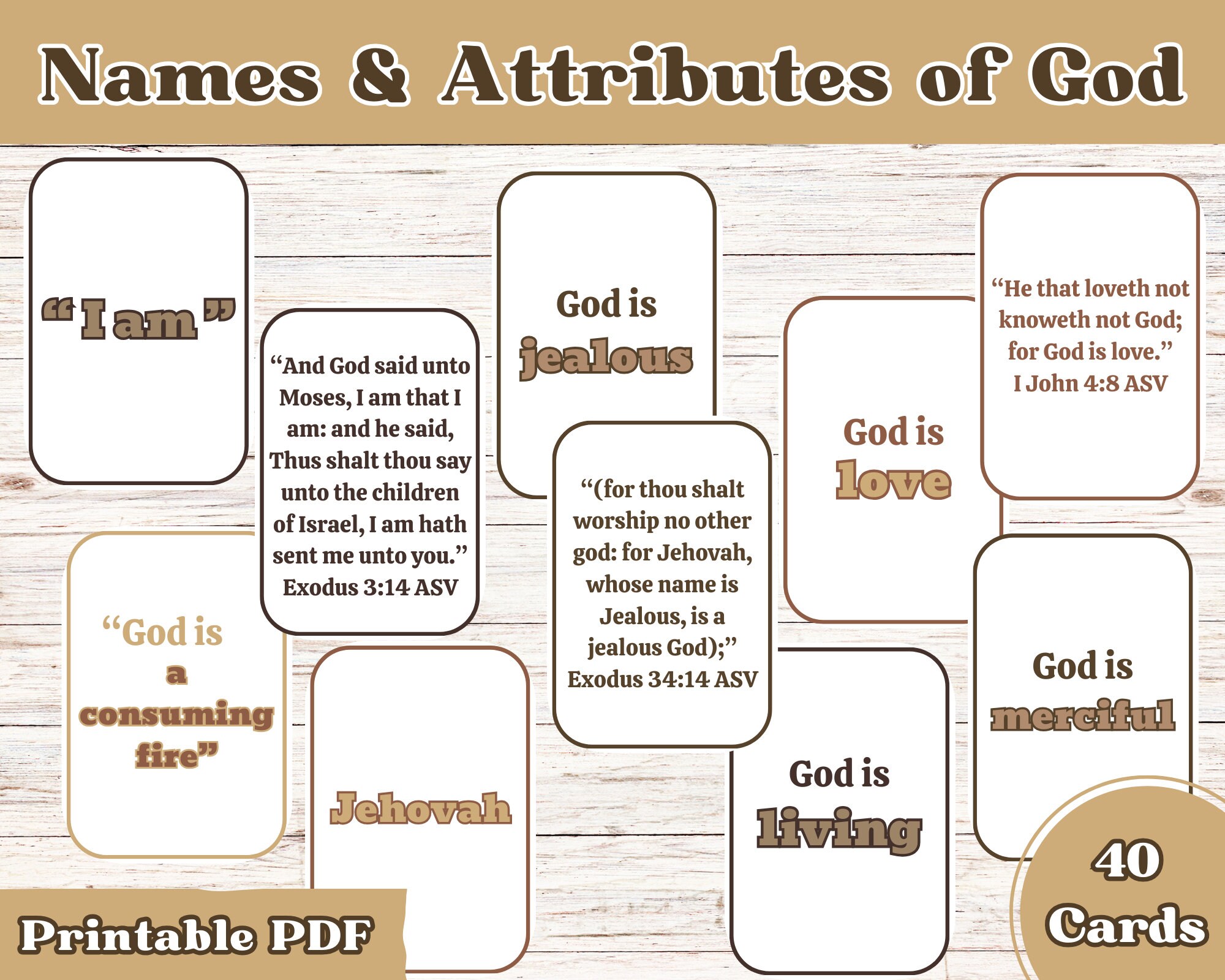 Names of God, Attributes of God, Bible Flashcards, Kids Bible Cards ...