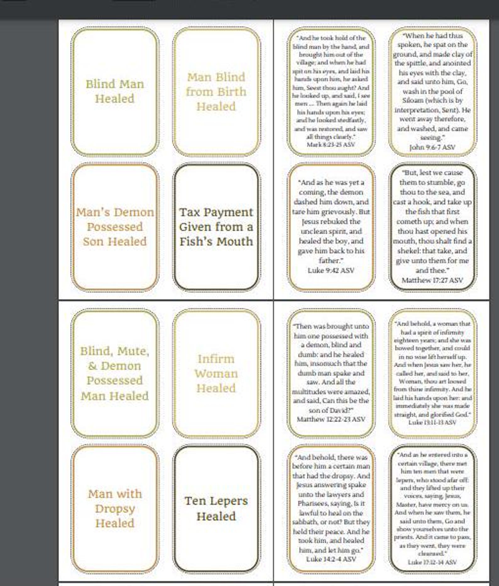 Miracles of Jesus, Jesus Miracles, Bible Flashcards, Kids Bible Cards ...