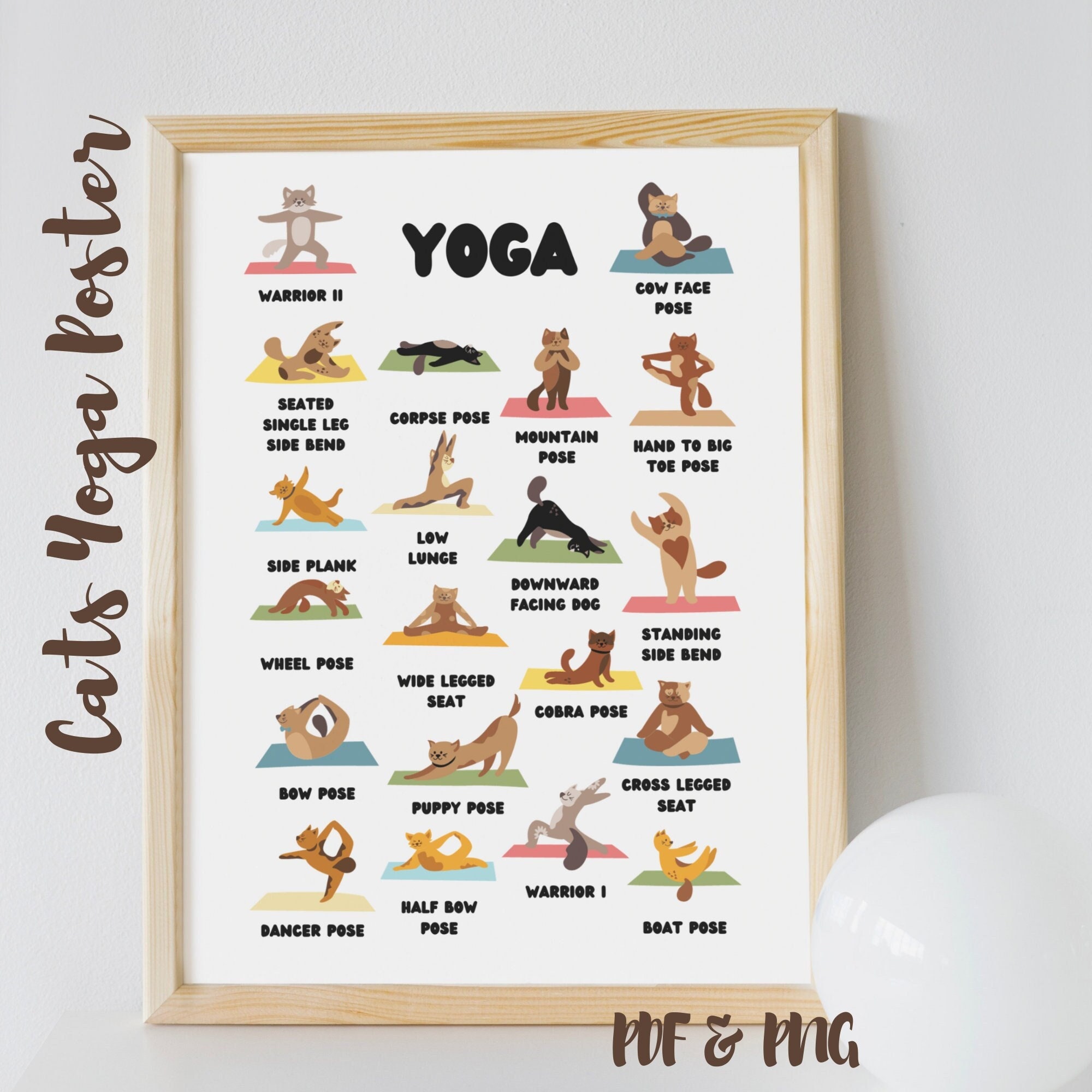 Yoga Poster Print, Yoga Digital Print, Yoga Download, Animal Yoga Print ...