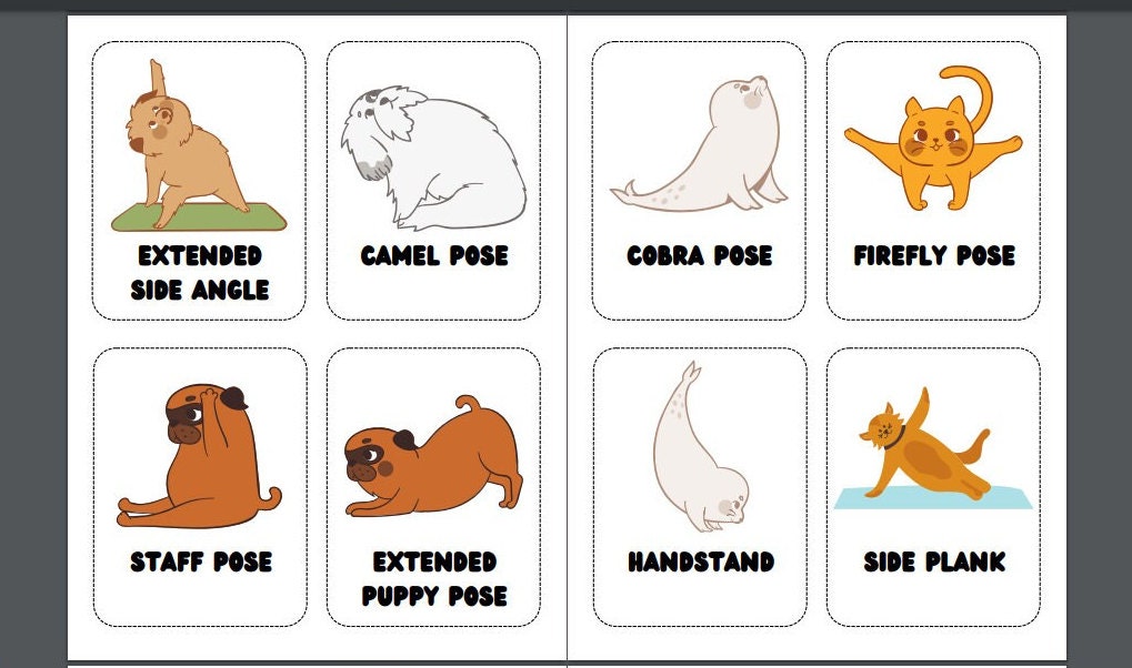 Kids Animal Yoga Poses Cards, Yoga for Kids, Kids Mindfulness, Calming ...