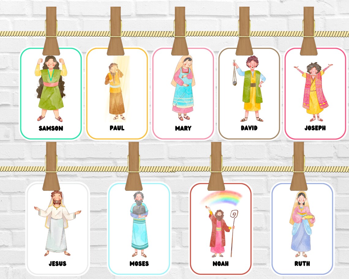 Bible Characters, Kids Bible Cards, Bible Flash Cards, Kids Bible Study ...