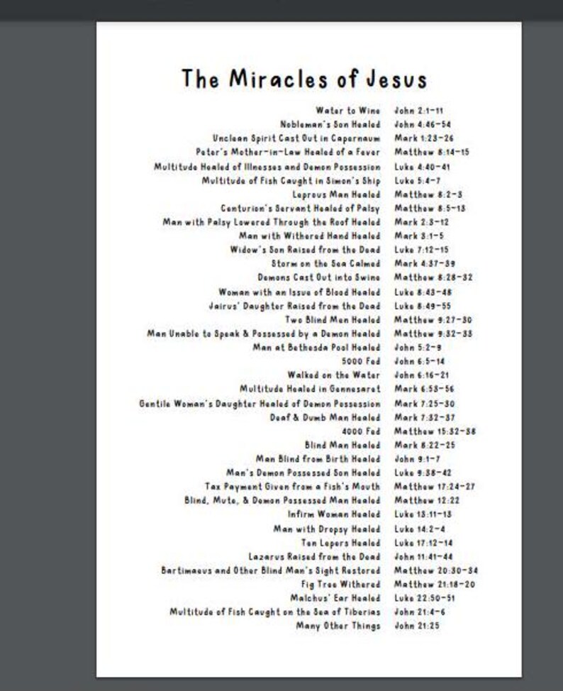 Miracles of Jesus, Jesus Miracles, Miracles, Jesus Printable, Bible ...