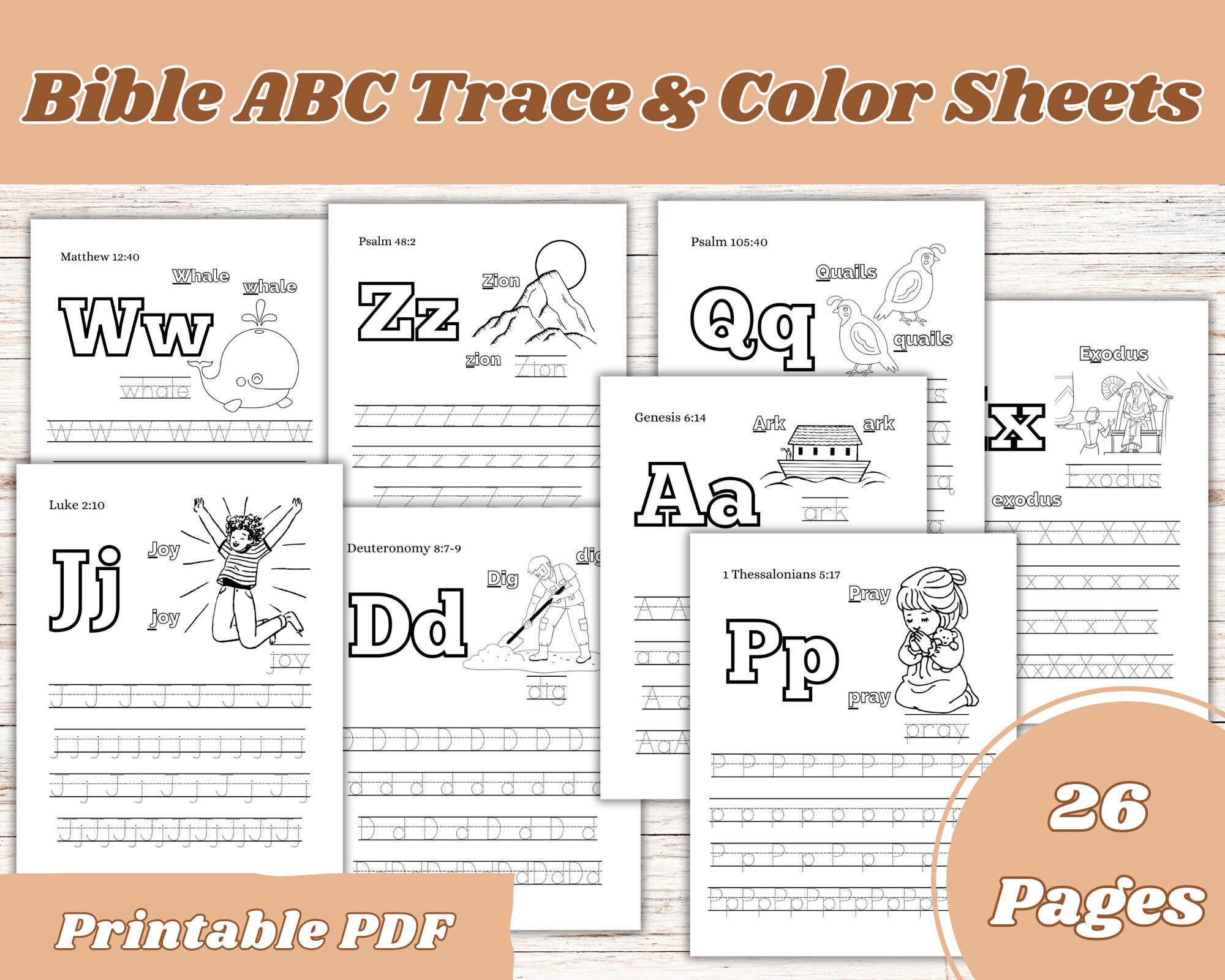 Bible Alphabet, Alphabet Tracing, ABC Tracing, Alphabet Trace, ABC ...