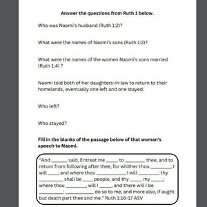 Book of Ruth, Bible Worksheets, Ruth Bible, Kids Bible Study, Ruth ...