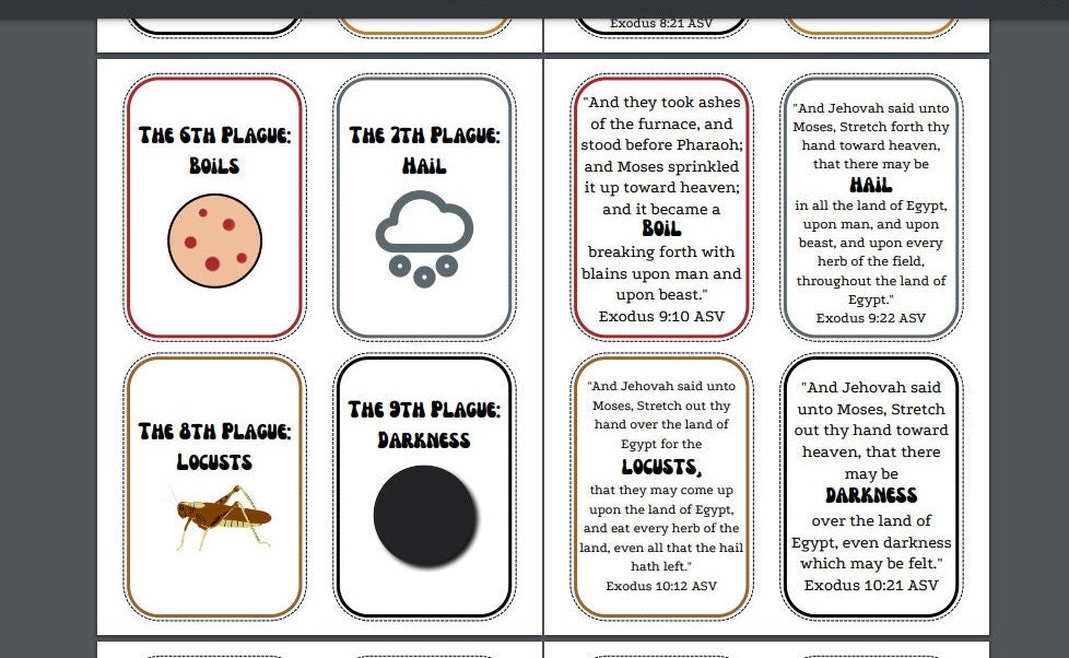 10 Plagues, Ten Plagues Bible, Ten Plagues of Egypt, Bible Flash Cards ...