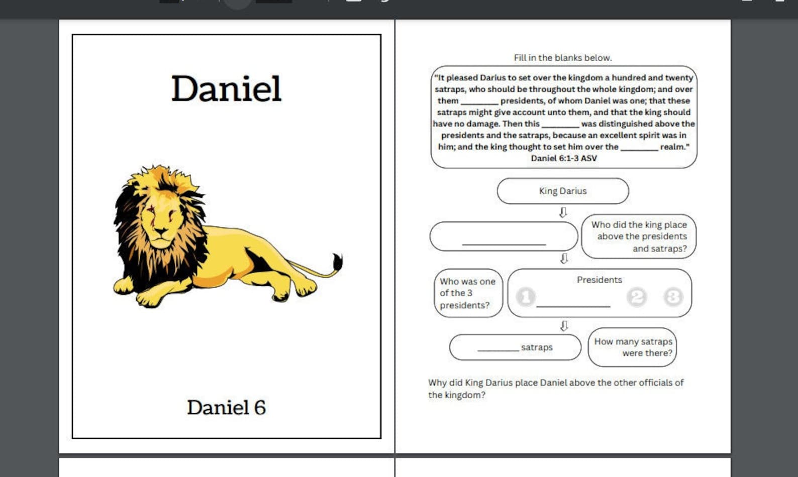 Daniel Bible, Bible Worksheets, Kids Bible Printable, Kids Bible Study ...
