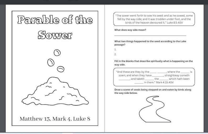 Parable of the Sower, Parables, Bible Worksheets, Kids Bible Study, Bible Activities, Kids Bible ...