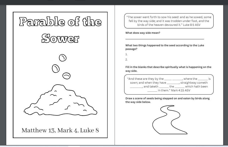 Parable of the Sower, Parables, Bible Worksheets, Kids Bible Study ...