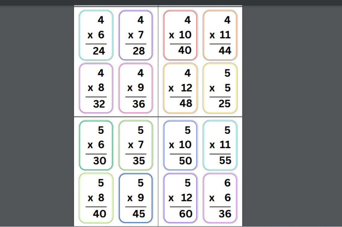 Multiplication Cards, Math Printables, Math Flashcards, Kids Math ...