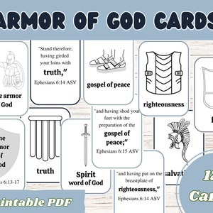 Armor of God, God’s Armor, Ephesians 6, Kids Bible Cards, Bible Verse ...