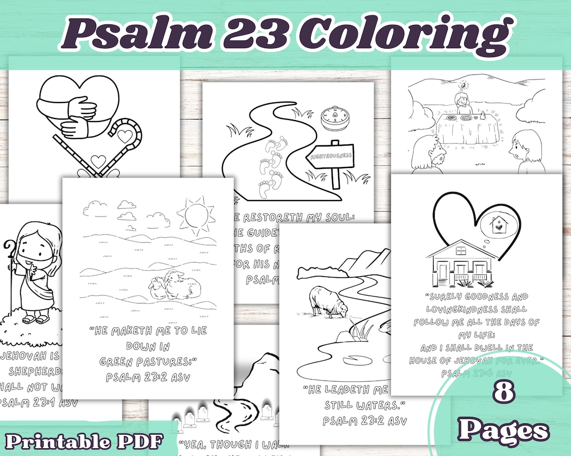 Psalm 23, Psalm 23 Printable, Psalms 23, Bible Coloring Pages, Bible ...