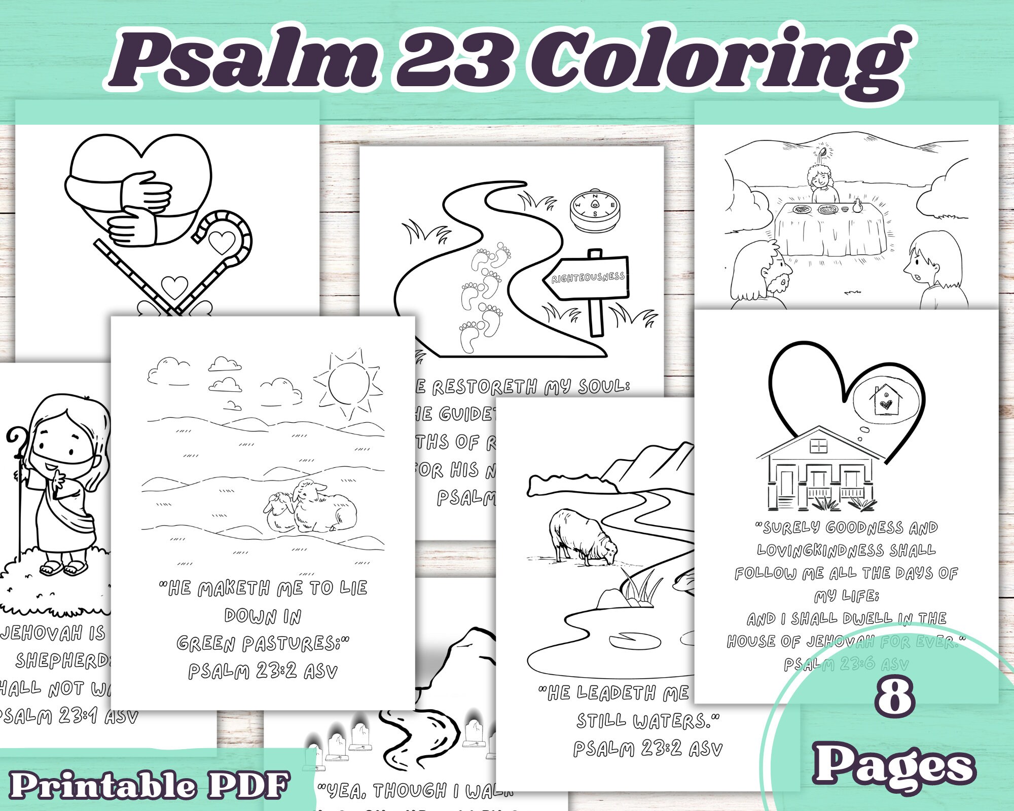 Psalm 23, Psalm 23 Printable, Psalms 23, Bible Coloring Pages, Bible ...