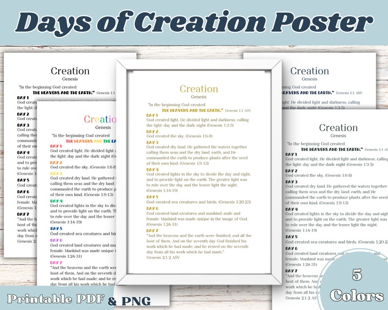 Genesis 1, Creation Poster, Genesis Wall Art, Creation Wall Decor ...