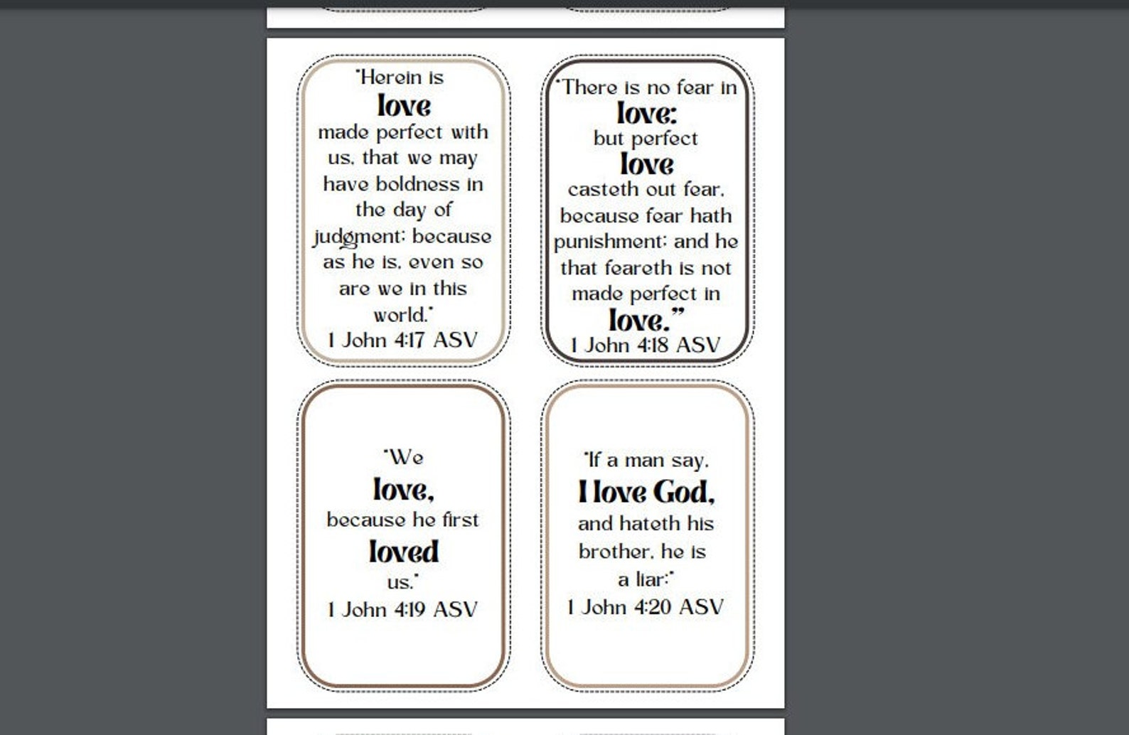 1 John, Bible Flash Cards, Bible Verse Cards, Kids Bible Printable ...