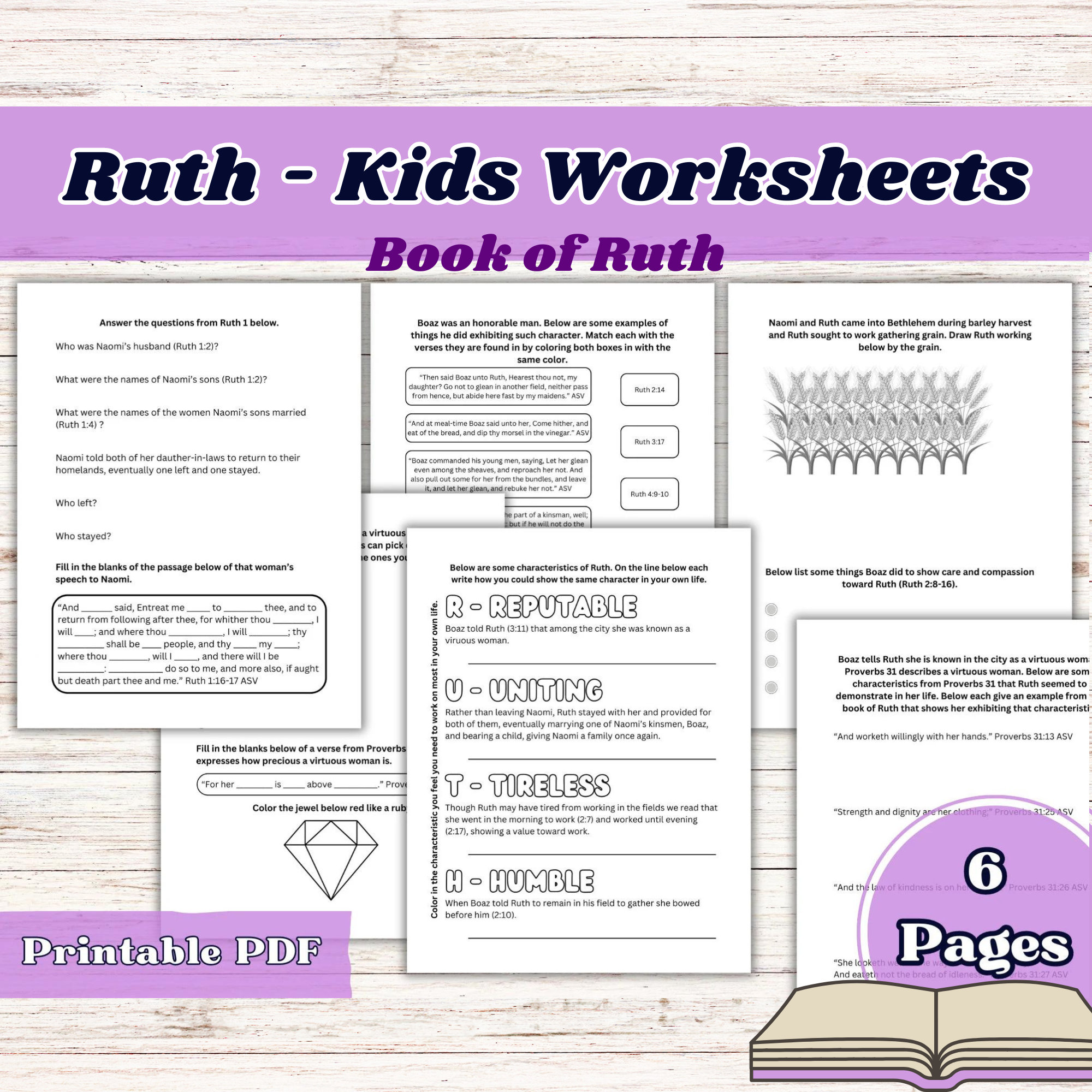 Book of Ruth, Bible Worksheets, Ruth Bible, Kids Bible Study, Ruth ...