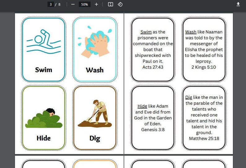 Bible Flashcards, Movement Cards, Kids Bible Activity, Bible Cards for ...