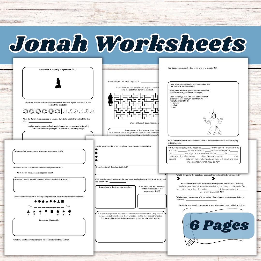 Jonah, Jonah and Big Fish, Kids Bible Printable, Kids Bible Lessons ...