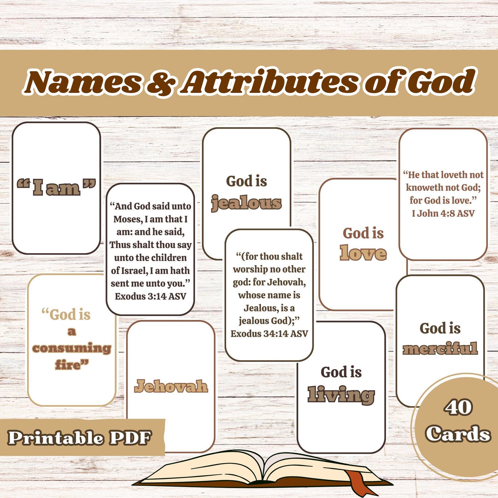 Names of God, Attributes of God, Bible Flashcards, Kids Bible Cards ...