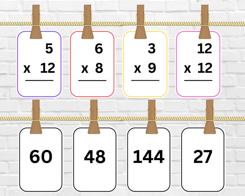 Multiplication Cards Math Printables Math Flashcards Kids - Etsy