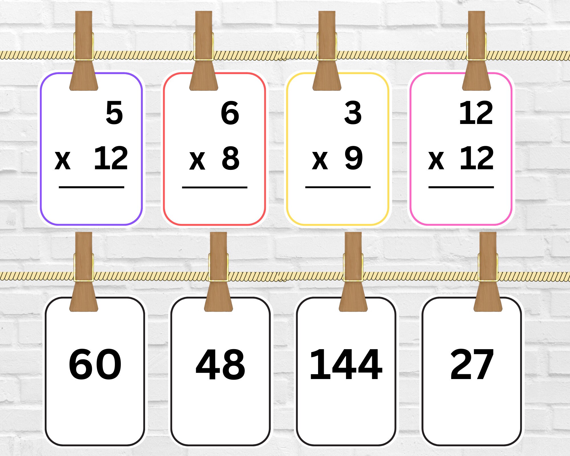 Multiplication Cards, Math Printables, Math Flashcards, Kids Math ...